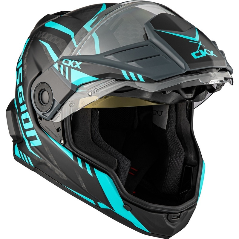 CKX Mission Ams Carbon Code Matte Turquoise Electric Helmet - Speed Addicts