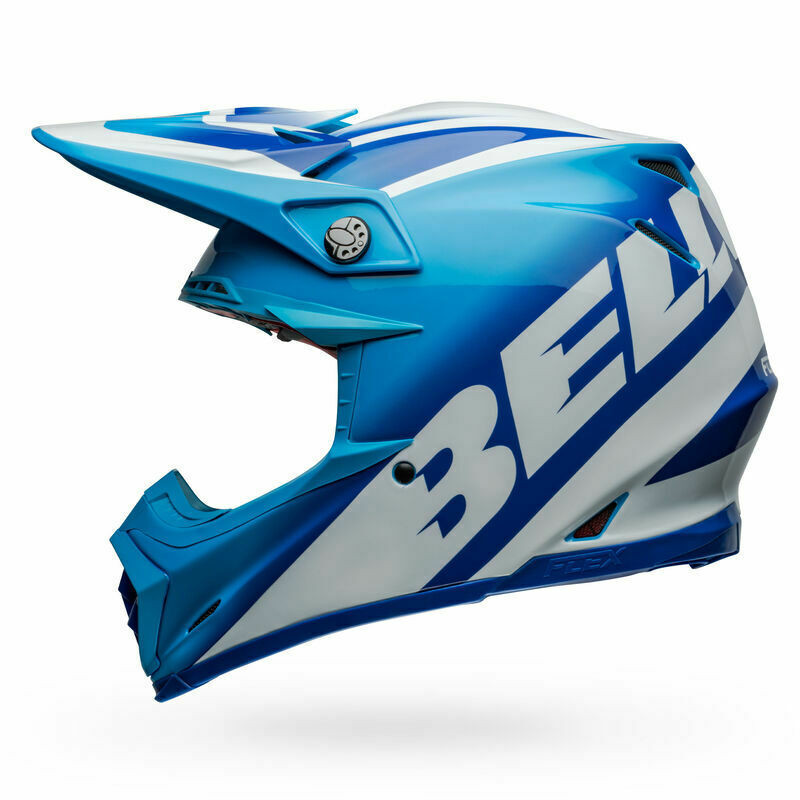 Bell Moto-9S Flex Rail Blue White Helmet - Speed Addicts