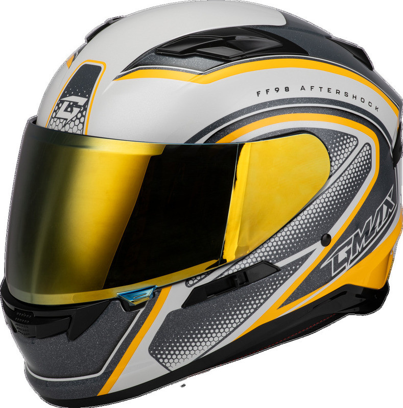 Gmax FF-98 Aftershock White Silver Metallic Helmet - Speed Addicts