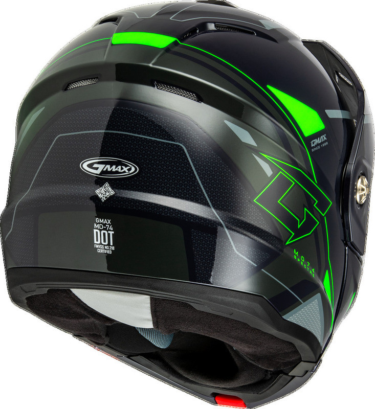 Gmax MD-74S Spectre Grey Neon Green Electric Shield Helmet - Speed Addicts
