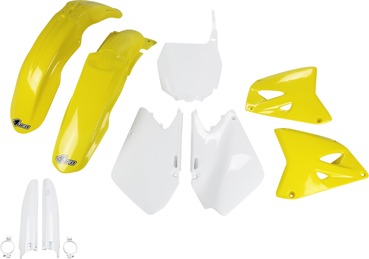 UFO Body Kit '03-'05 OEM Yellow/White Suzuki RM '01-'08 - SUKIT402F@999 ...