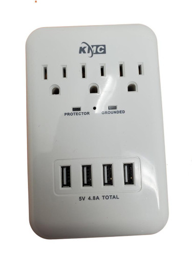 4K White Surge Protector with USB & Hidden Nanny Camera
