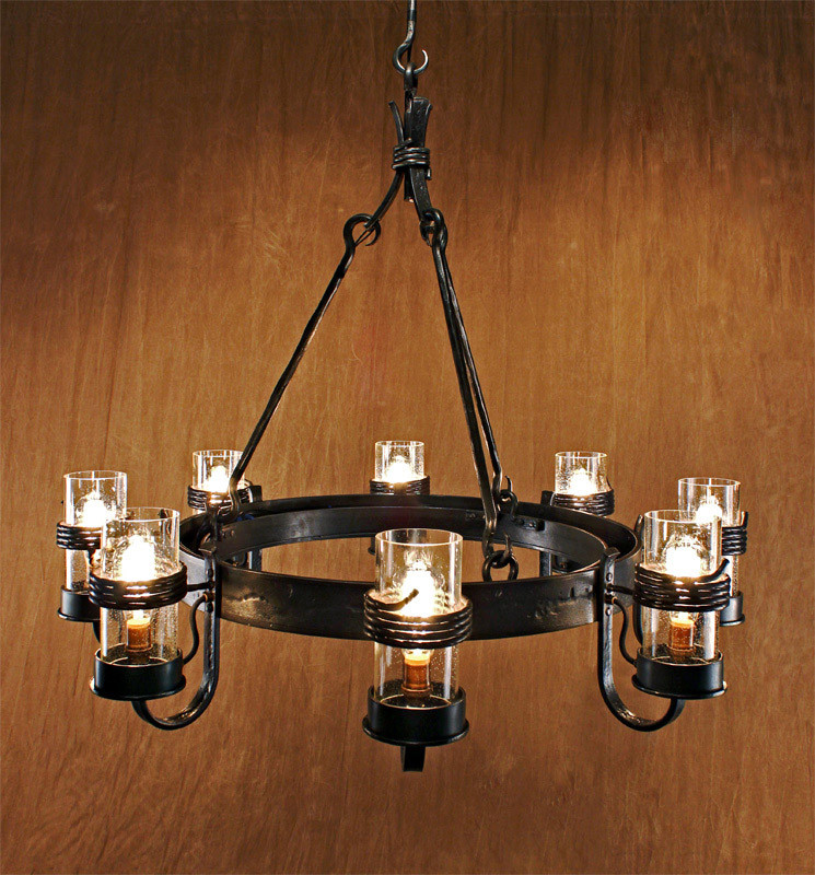 Blacksmith Wrought Iron Chandelier Castle Wood Beam And Wrought Iron