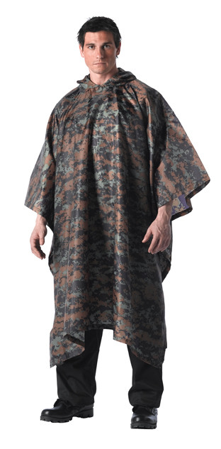 Shop Woodland Camouflage Ripstop Nylon Ponchos - Fatigues Army Navy Gear