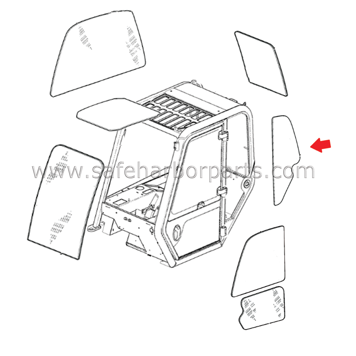 827/80213 JCB Telehandler Side Rear Window