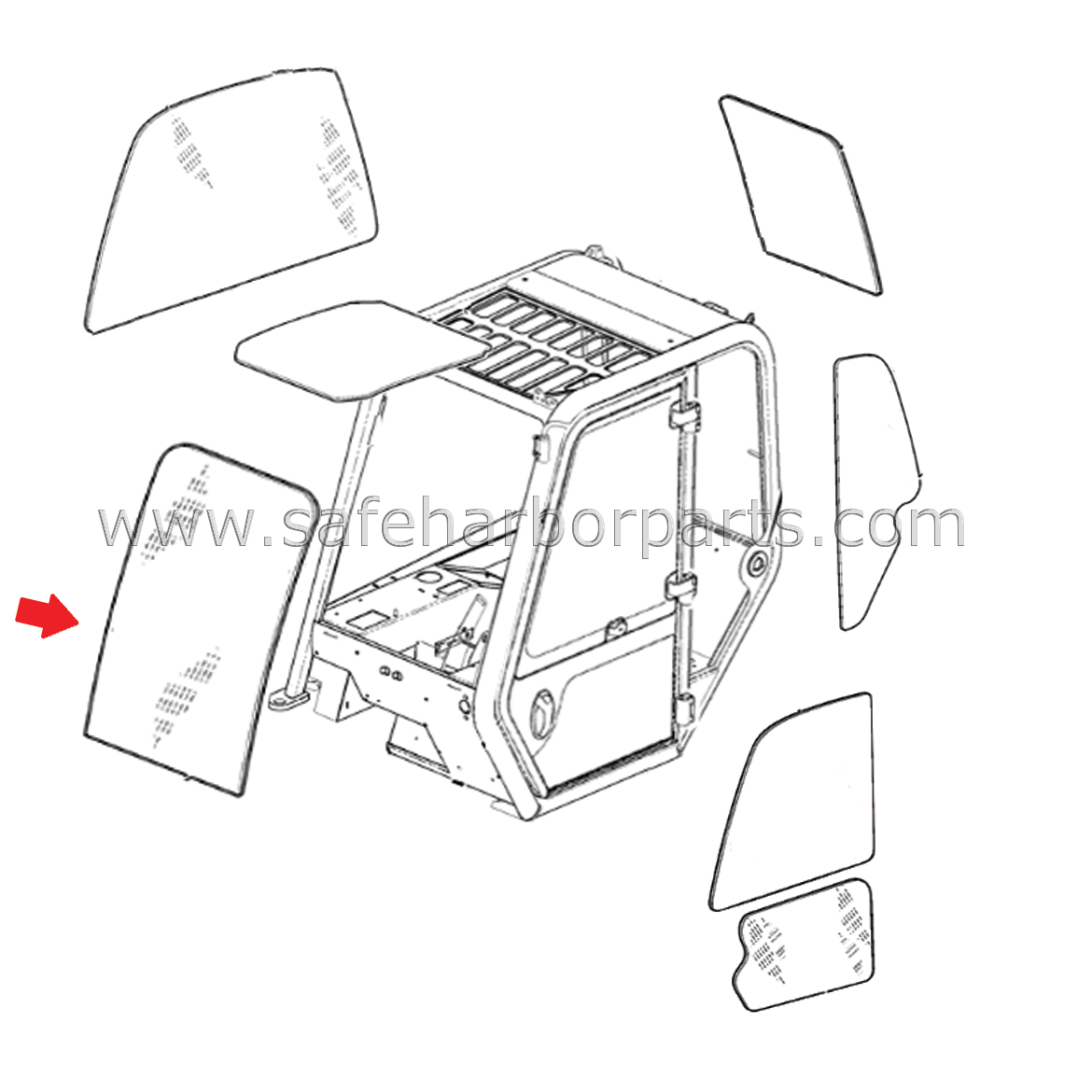 827/80225 JCB Telehandler Front Window Glass