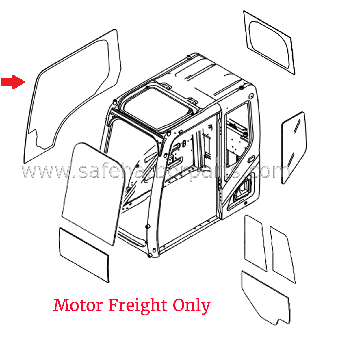 KHN25230 Case Excavator Boom Side Glass