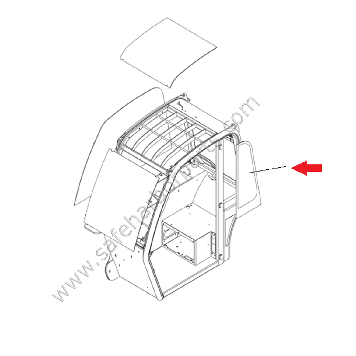 1001080801 JLG Telehandler Side Behind Door Glass