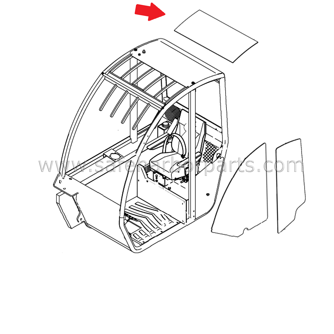 07.0723.0168GT Genie Telehandler Roof Glass