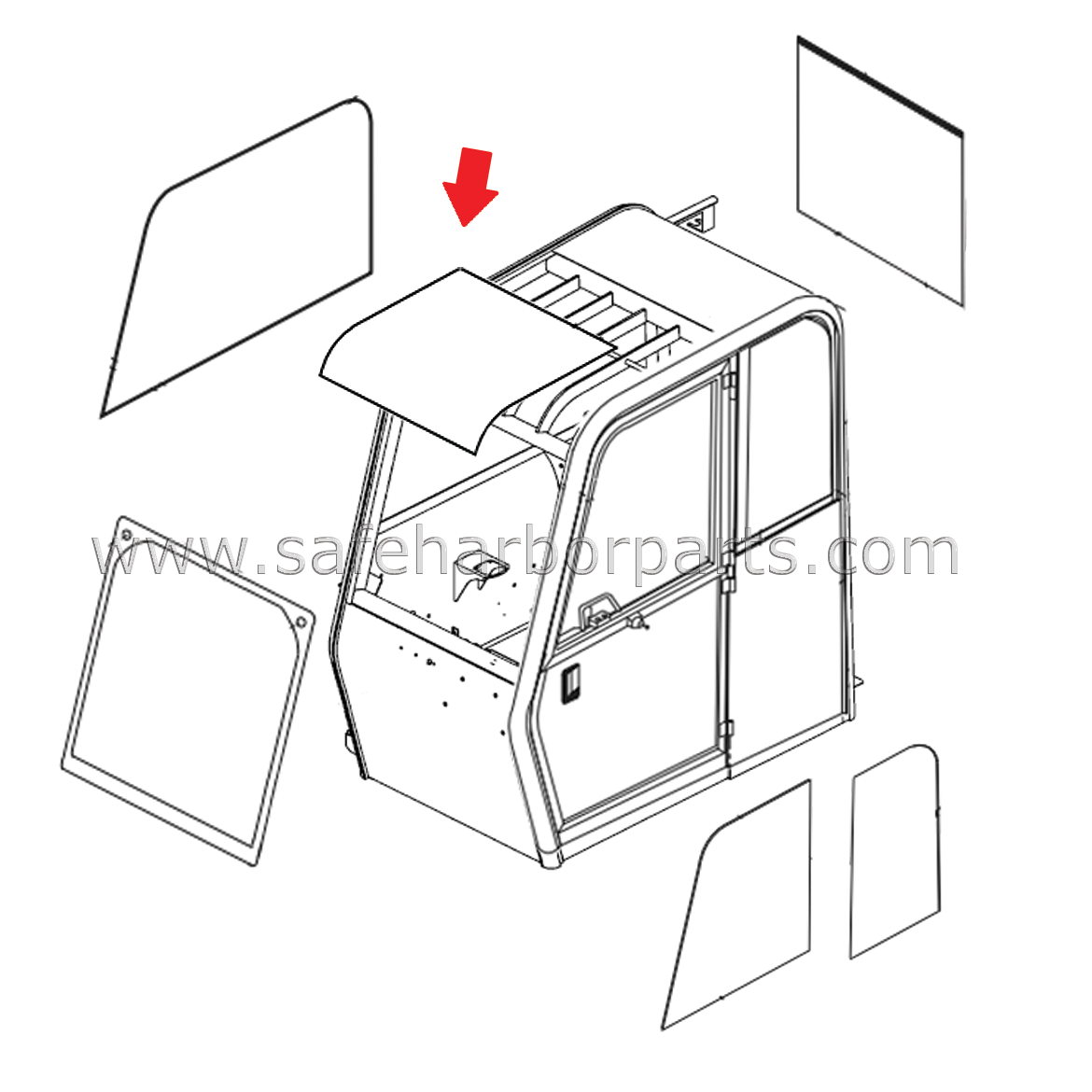 91404290 JLG Telehandler Roof Glass