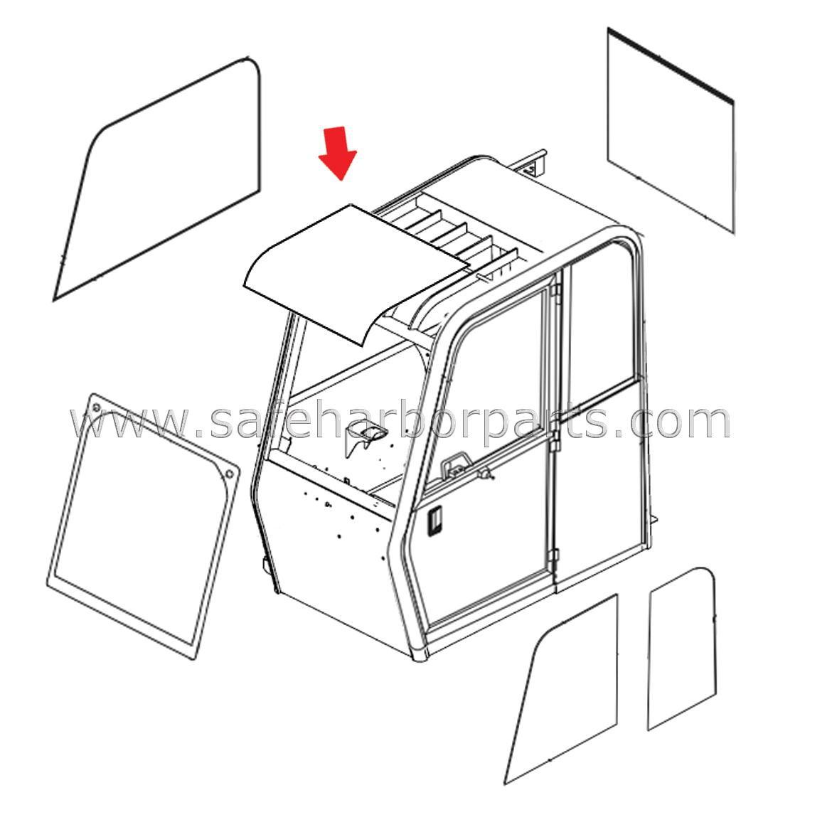 303-8624 Caterpillar Telehandler Roof Glass