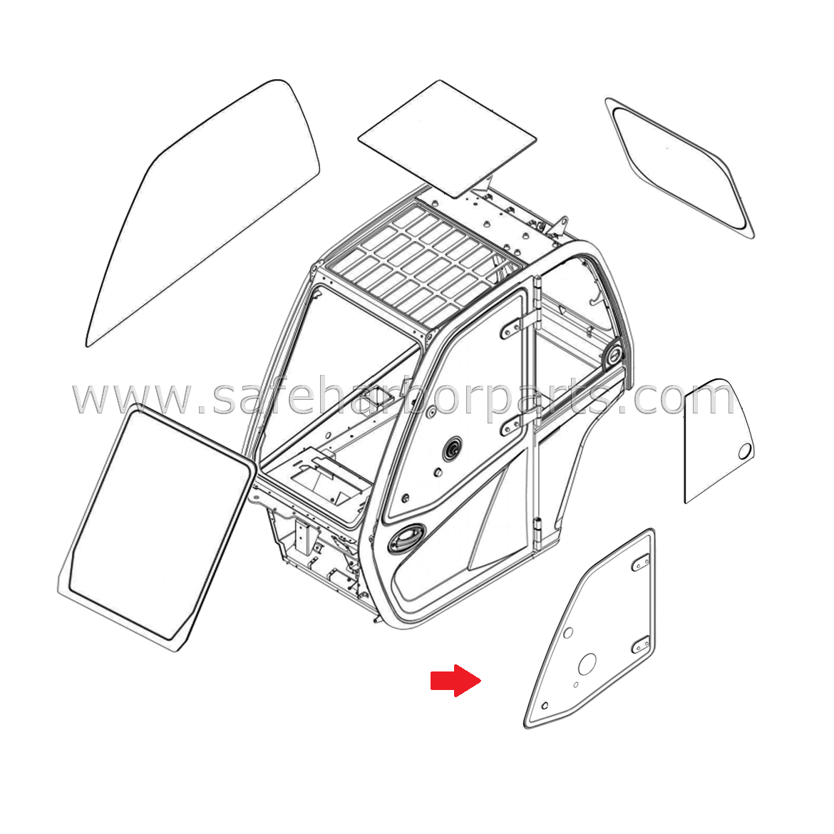 1001204066 JLG Telehandler Upper Door Glass