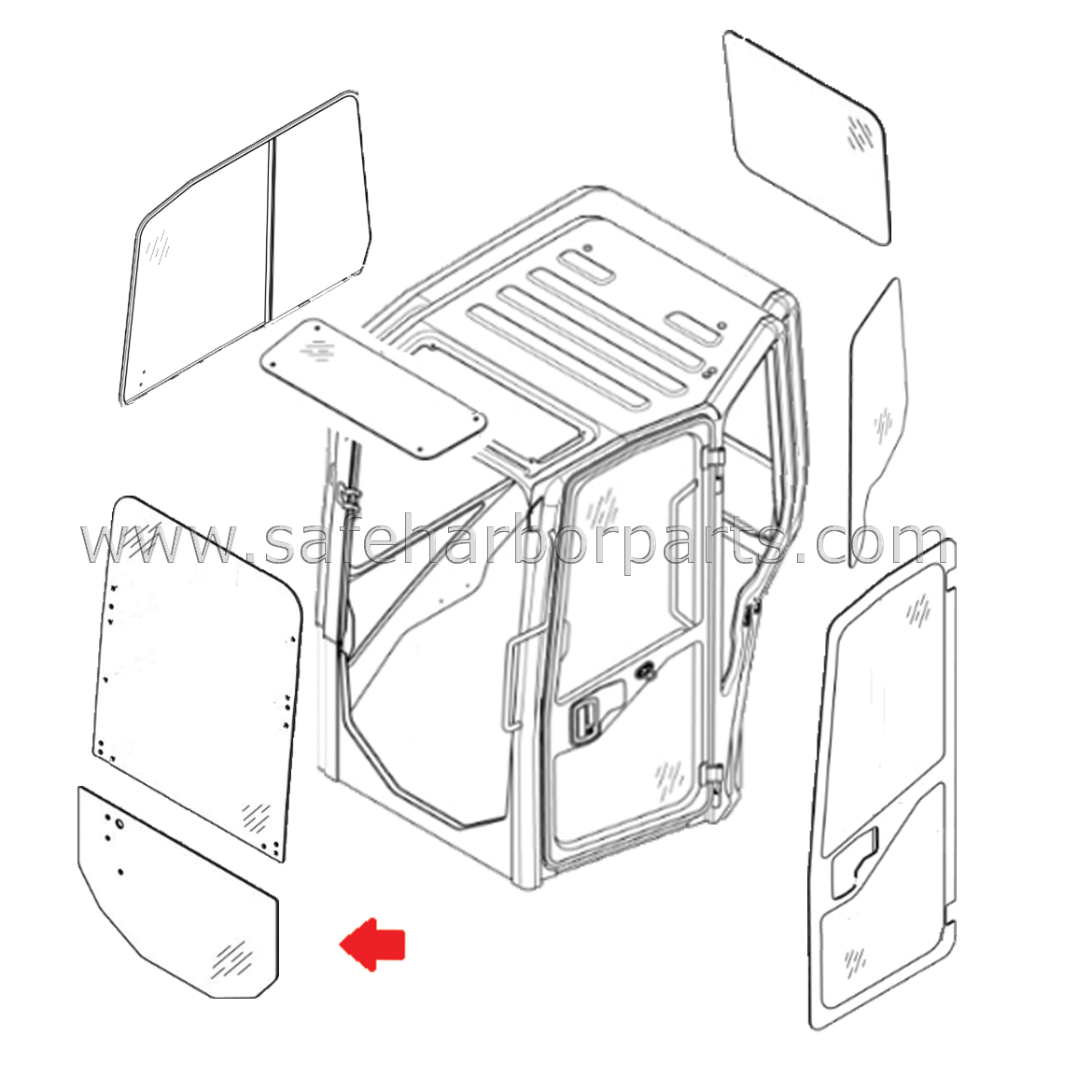 7250150 Bobcat Mini Excavator Front Lower Glass
