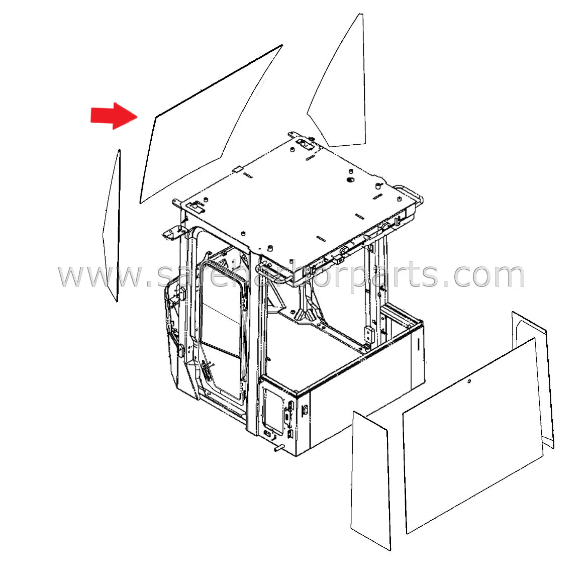 YA00022868 Hitachi Wheel Loader Front Center Glass
