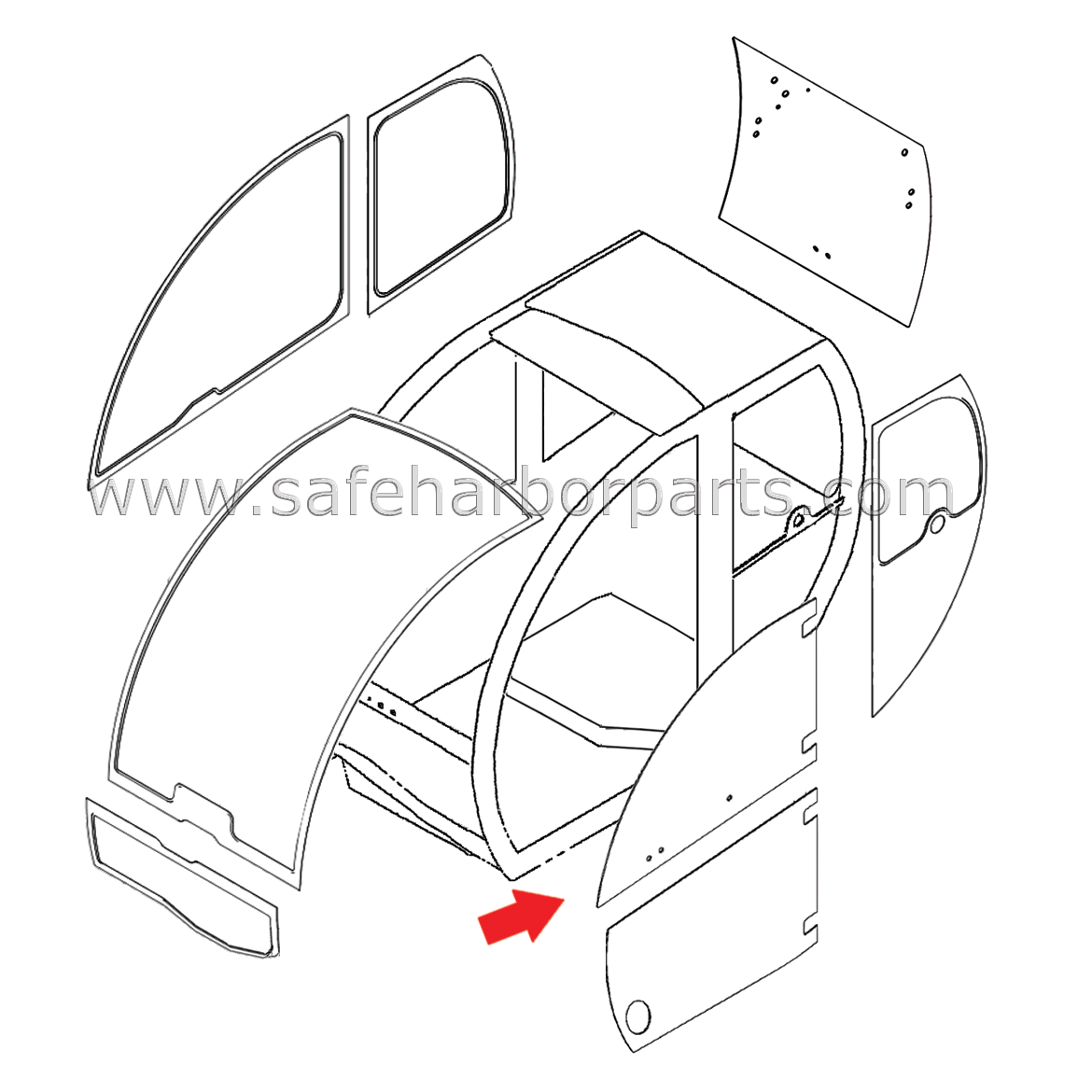 09273.C Aftermarket Magni Telehandler Door Upper Glass