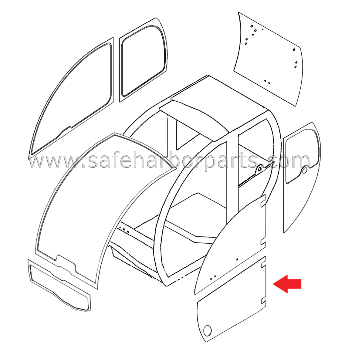 09285.C Magni Telehandler Door Upper Glass