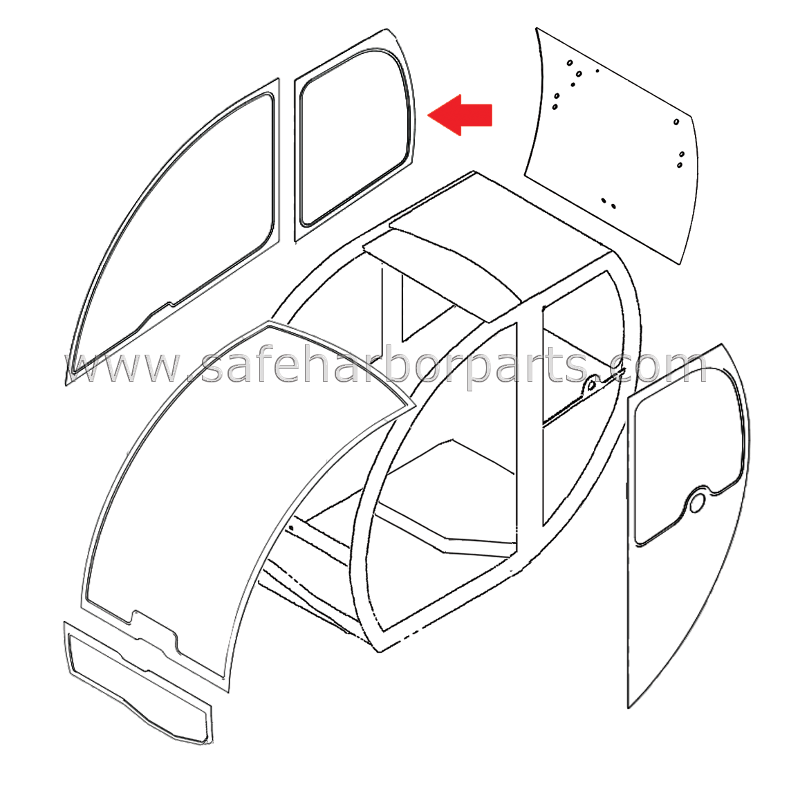 23786 Telehandler Rear Glass