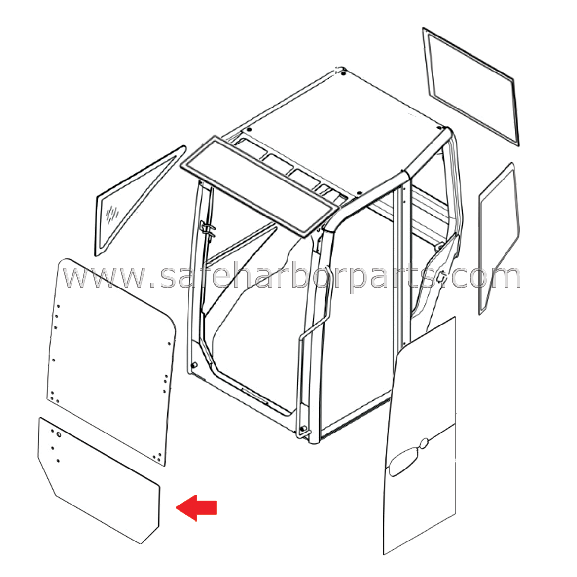 7429277 Bobcat Frameless Excavator Front Lower Glass