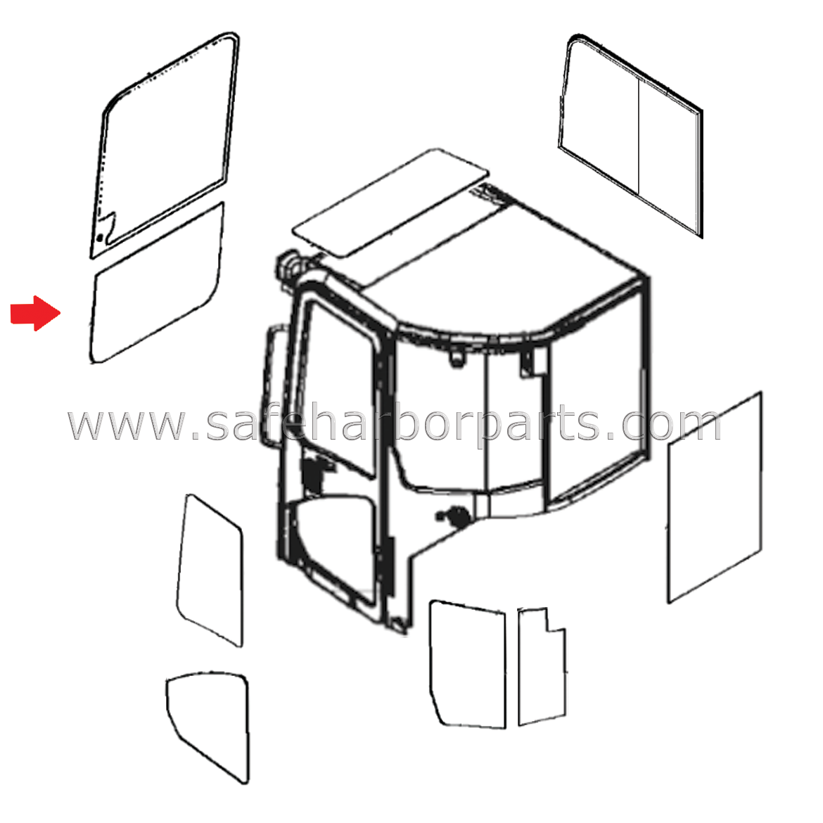 YD00006272 Hitachi Excavator Front Lower Glass