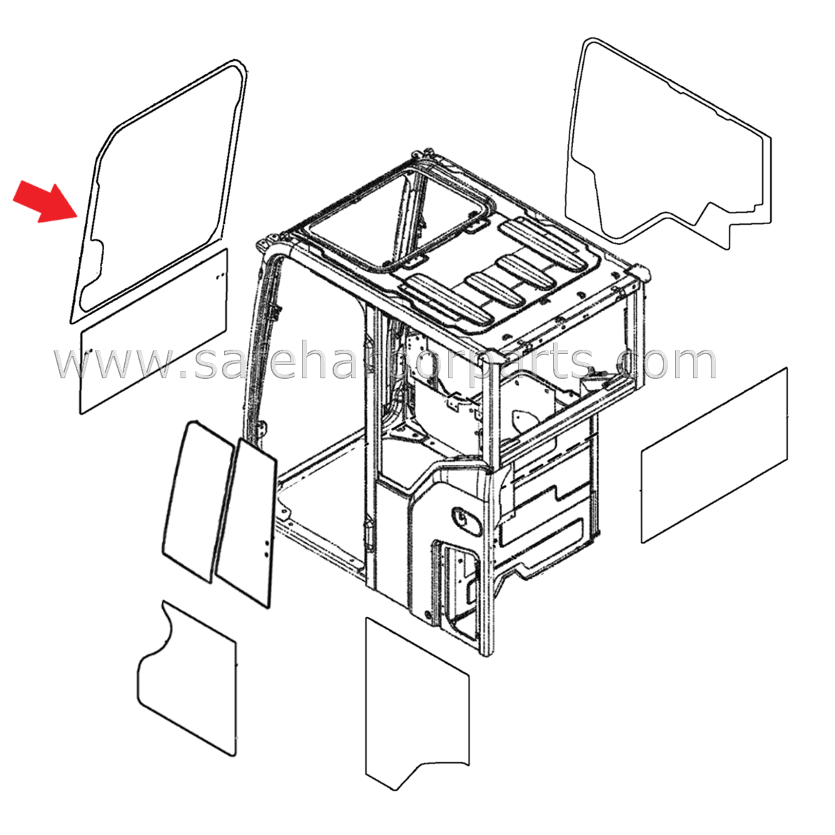 FYD00015045 Mini Excavator Front Upper Glass
