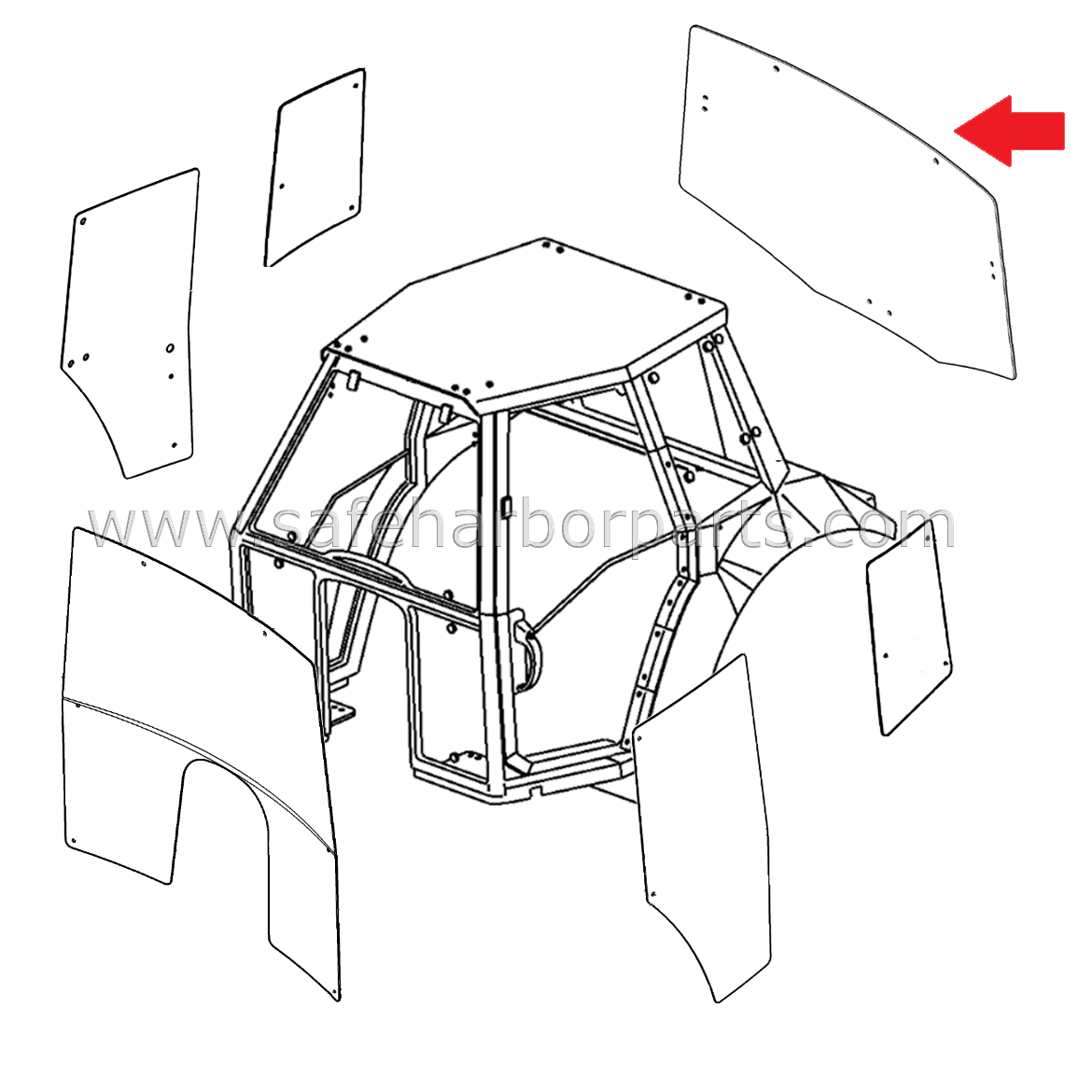 L213351 Tractor Rear Window Glass