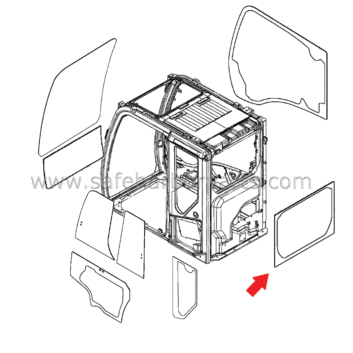 YA00073497 Aftermarket Hitachi Excavator Rear Glass