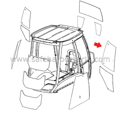 87439724 Case Backhoe Right Hand Front Upper Glass