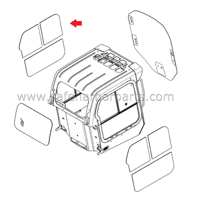 7266740 Bobcat Skidsteer Left Hand Side Front Sliding Glass -NO SEAL
