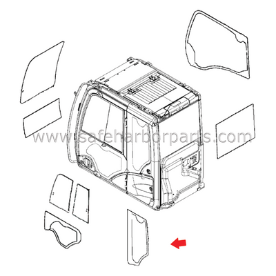 YA00001498 Hitachi Excavator Side Rear Window