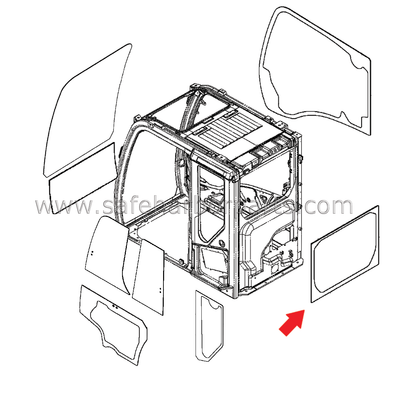 YA00073497 Aftermarket Hitachi Excavator Rear Glass