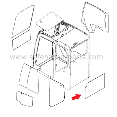 YT02C01864S004 Aftermarket Kobelco Mini Excavator Rear Cab Glass