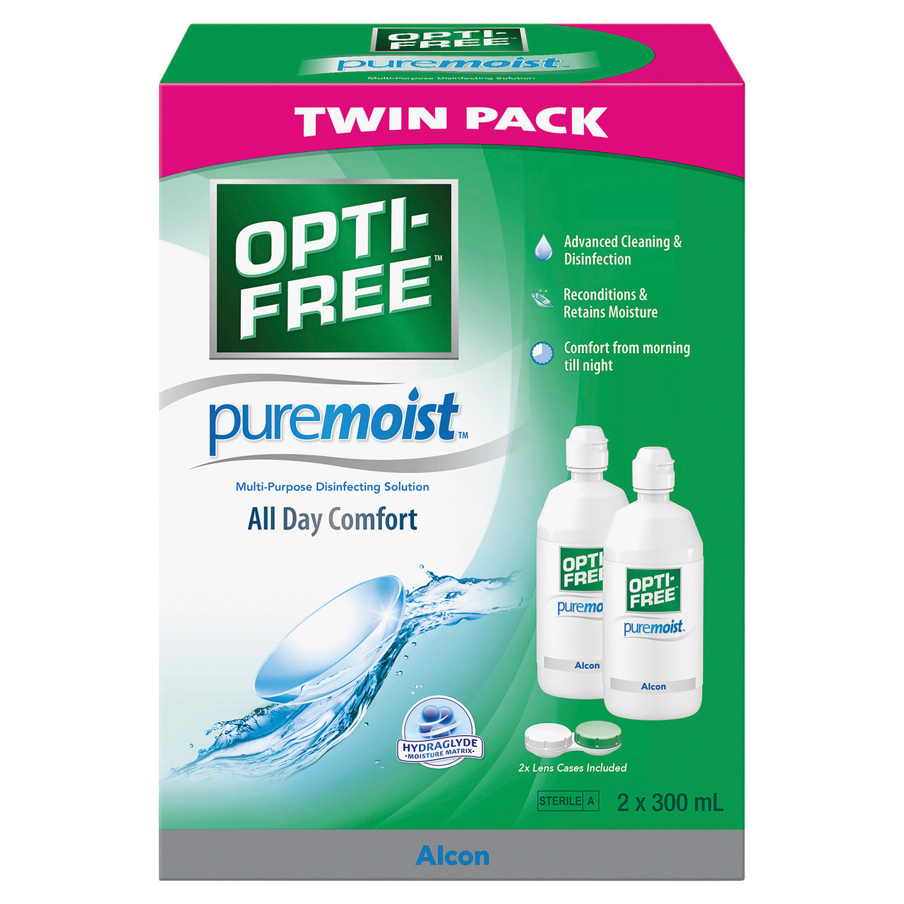 Opti-Free PureMoist Multi-Purpose Solution Twin Pack | Lenses Online