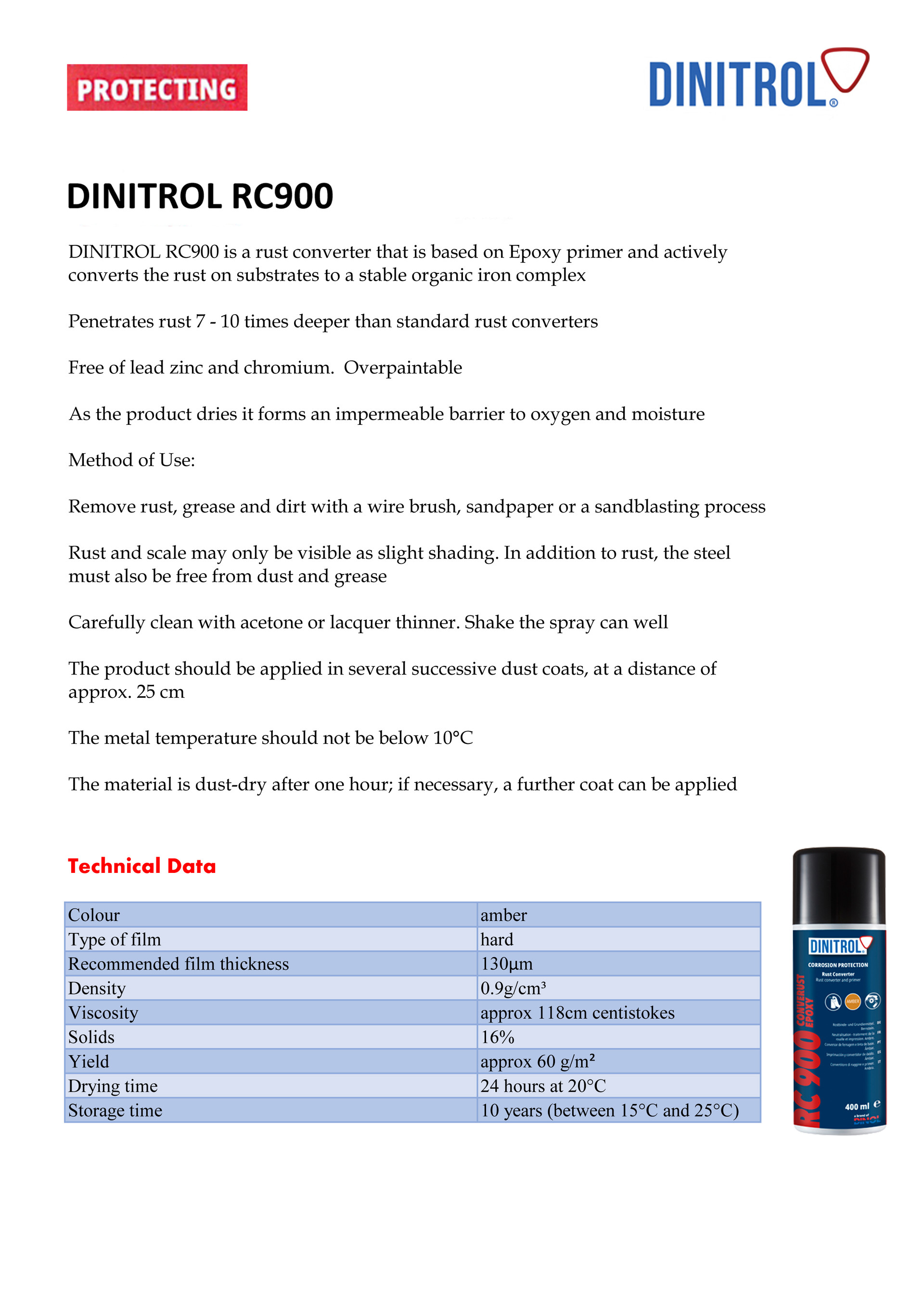 Dinitrol Rust Converter RC900 | Rejel Supplier to the Automotive Industry