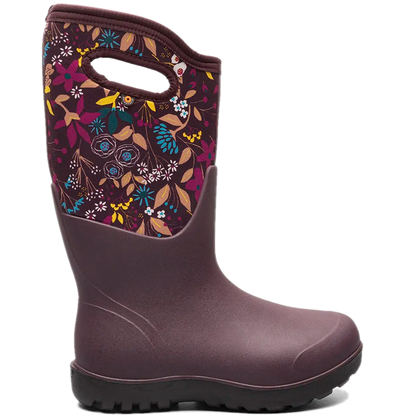 Bogs Women's Neo-Classic Tall Cartoon Flowers Burgundy Multi - Starlet
