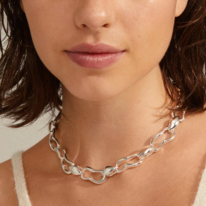 Pilgrim Wave Silver Plated Chunky Chain Necklace - Starlet