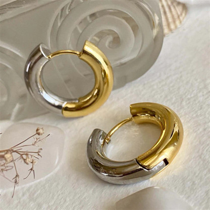 Pika & Bear 50/50 Chunky Half & Half Hoops - Starlet