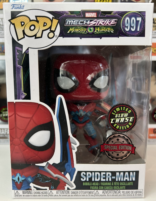 Marvel Mech Strike: Monster Hunters - Spider-Man CHASE Rare Pop! Vinyl ...