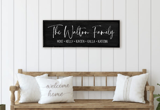 Personalized Printed Family Name Sign With First Names