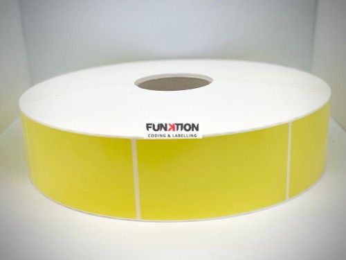 Yellow labels 70mm x 130mm Direct Thermal, Non Perf, 76mm core, 4000LPR ...