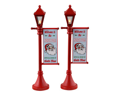 34091 - North Pole Lamppost, Set of 2, Battery-Operated (4.5-Volt ...
