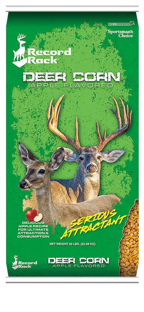 RECORD RACK APEX DEER CORN APPLE FLAVORED 50LB BAGGED FEED - Los Cazadores