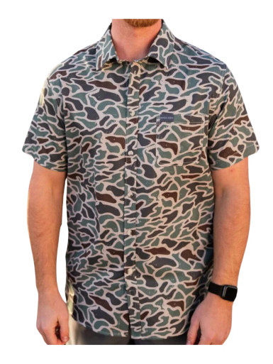 BURLEBO PERFORMANCE BUTTON UP RETRO DUCK CAMO - Los Cazadores