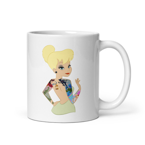 Tinker Bell Disney Tattooed Characters - White Glossy Mug - The Inked ...