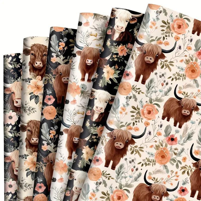 Highland Cow Wrapping Paper - 2 sheets - Beth's Creations