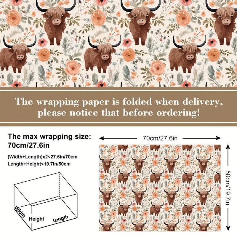 Highland Cow Wrapping Paper - 2 sheets - Beth's Creations