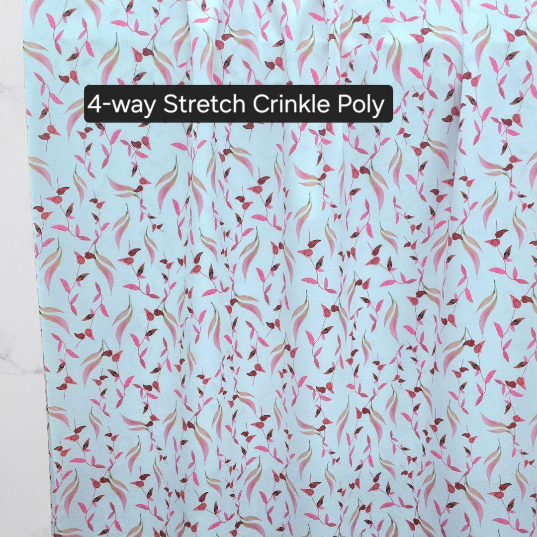 Cherry Blossom Pink Vines 4 Way Stretch Crinkle Poly Fabric (sold by ...