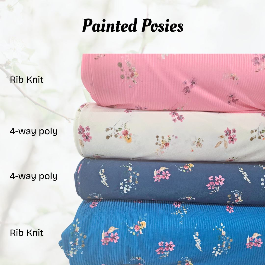 Spring Florals 4 Way Stretch Crinkle Poly Fabric (sold by half yards ...