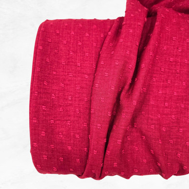 Raspberry Linen Swiss Dot Fabric (sold by half yard) - Beth's Creations