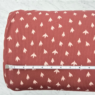 Beth's Exclusive Rust Muted Design Rib Knit Fabric (sold by half yards ...