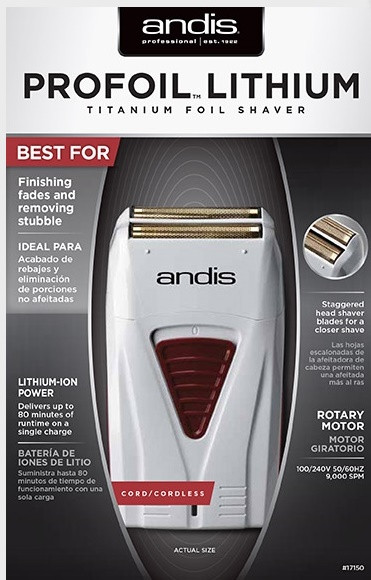 Andis Profoil Lithium Titanium Foil Shaver #17150 - Top Hair Wigs